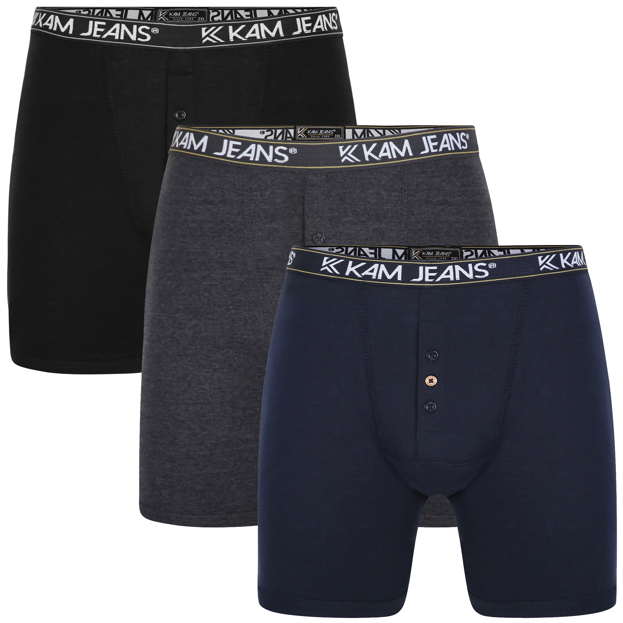 KAM Jeans KAM Jeans Big Men's Clothing 3 Pack Boxer Shorts